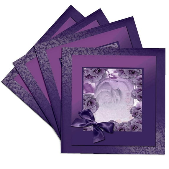 3drose, Purple Rose Frame with Bow, Set of 4 Ceramic Tile Coasters ...