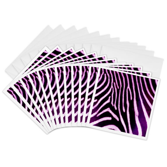 3drose, Purple Zebra Animal Print, 12 Greeting Cards with Envelopes ...