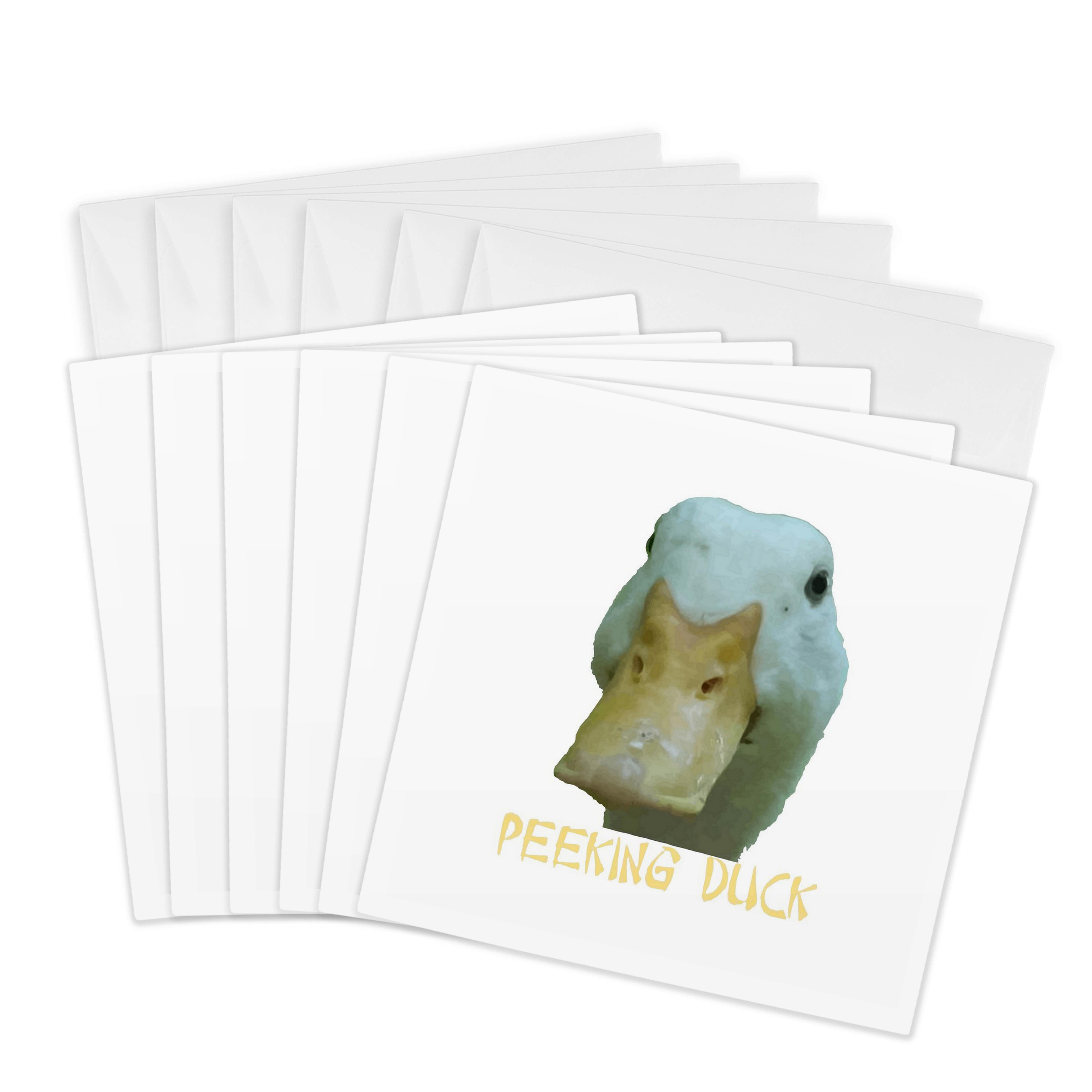 3drose, Quirky Peeking Duck Face over Punny Asian Text, 6 Greeting ...