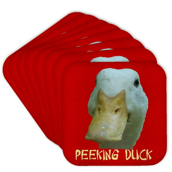 3drose, Quirky Peeking Duck Face over Asian Text, Set of 8 Coasters ...