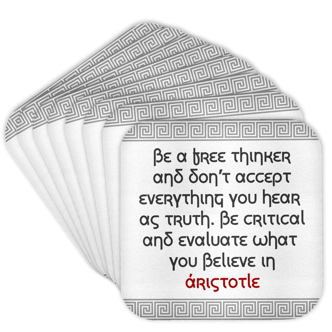 3drose, Quotes - Aristotle - Be a Free Thinker, Set of 8 Coasters ...