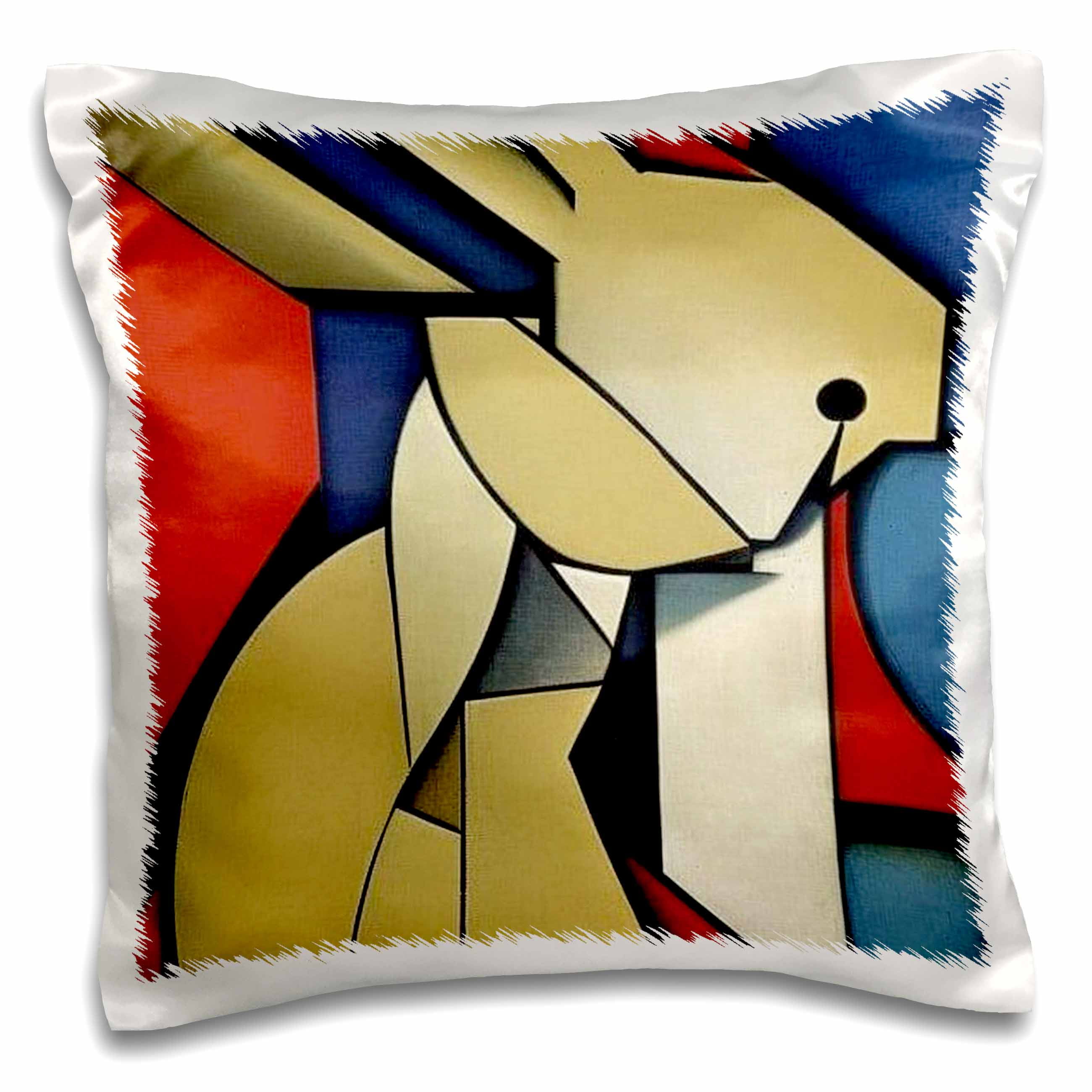 3drose, Rabbit in a Geometric Abstract Art Style, 16x16 inch Pillow ...