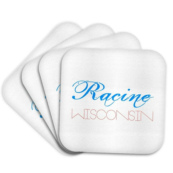 3drose, Racine, Wisconsin Patriotic, Decorative, Blue, Red Text, Set of ...