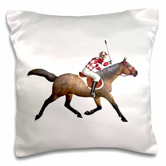 3drose, Racing Horse and Jockey from the Side, 16x16 inch Pillow Case ...