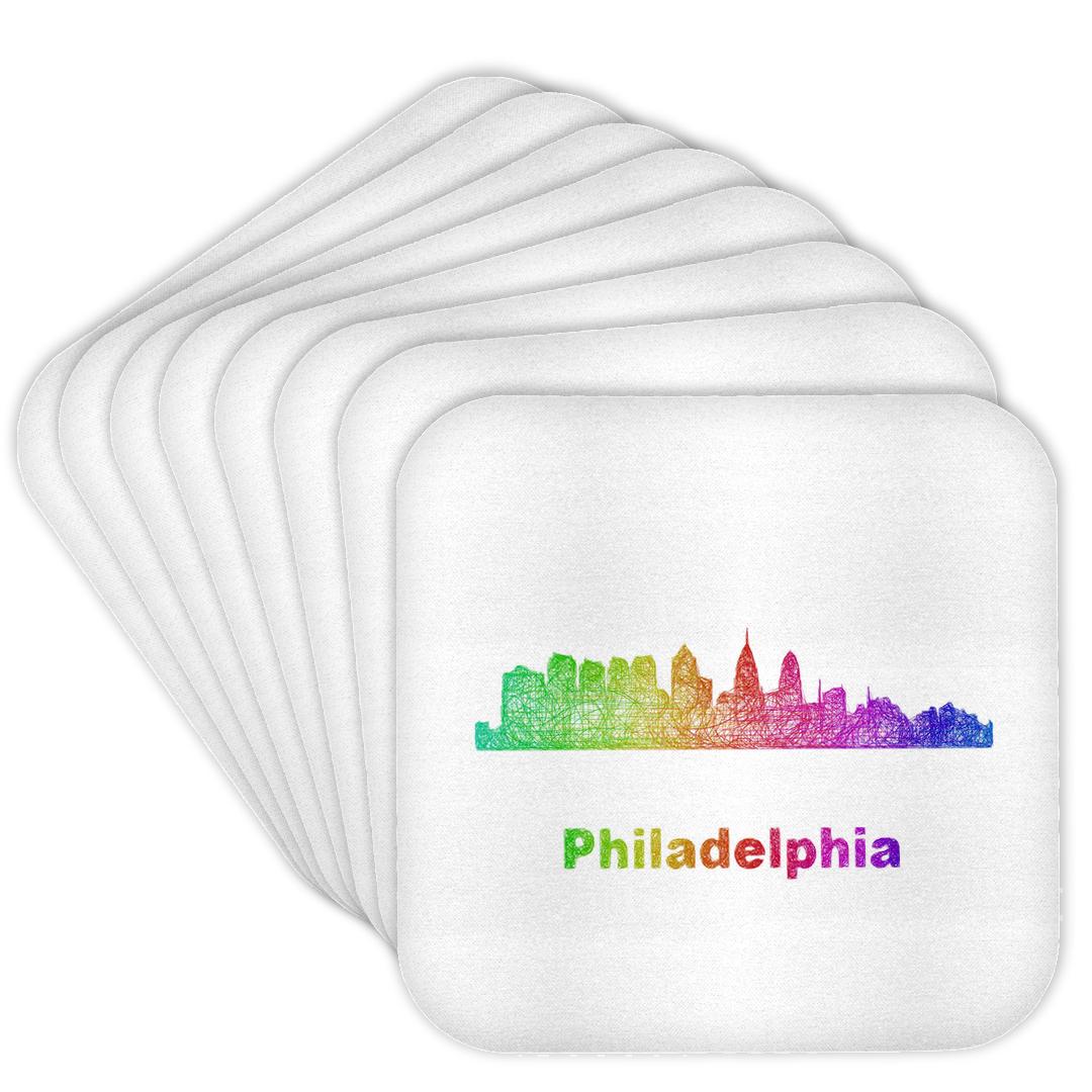 3drose, Rainbow City Skyline of Philadelphia, Pennsylvania, Set of 8 ...