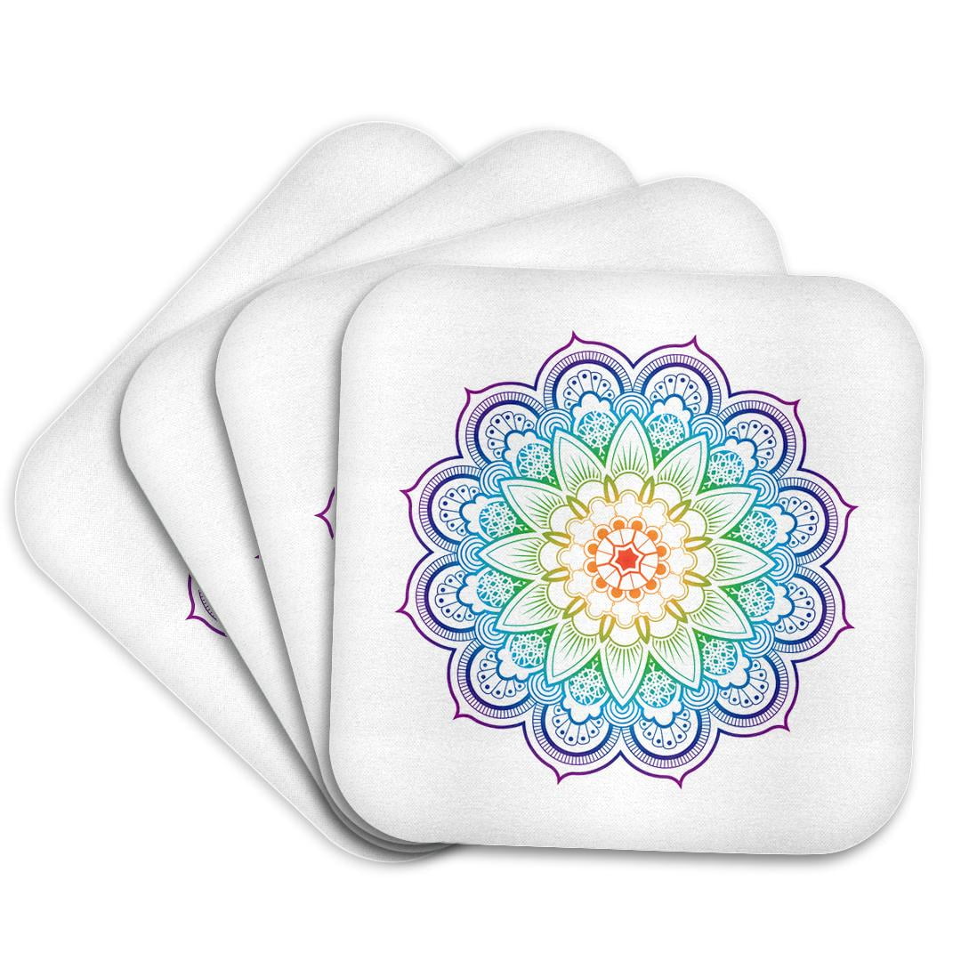 3drose, Rainbow Colors Mandala, Set of 4 Coasters - Soft - Walmart.com