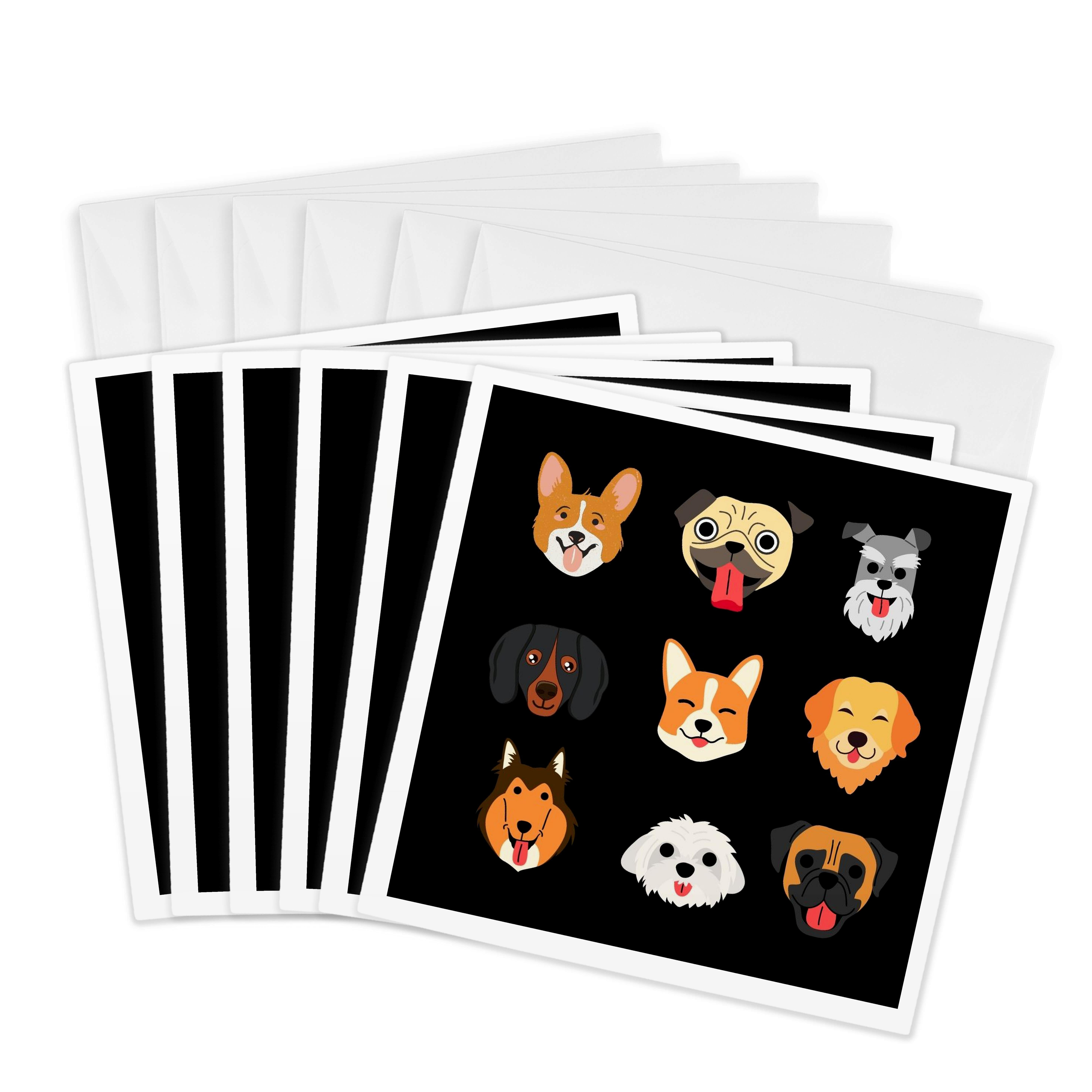 3drose, Random Printed Breed Dogs Collage, 6 Greeting Cards with ...