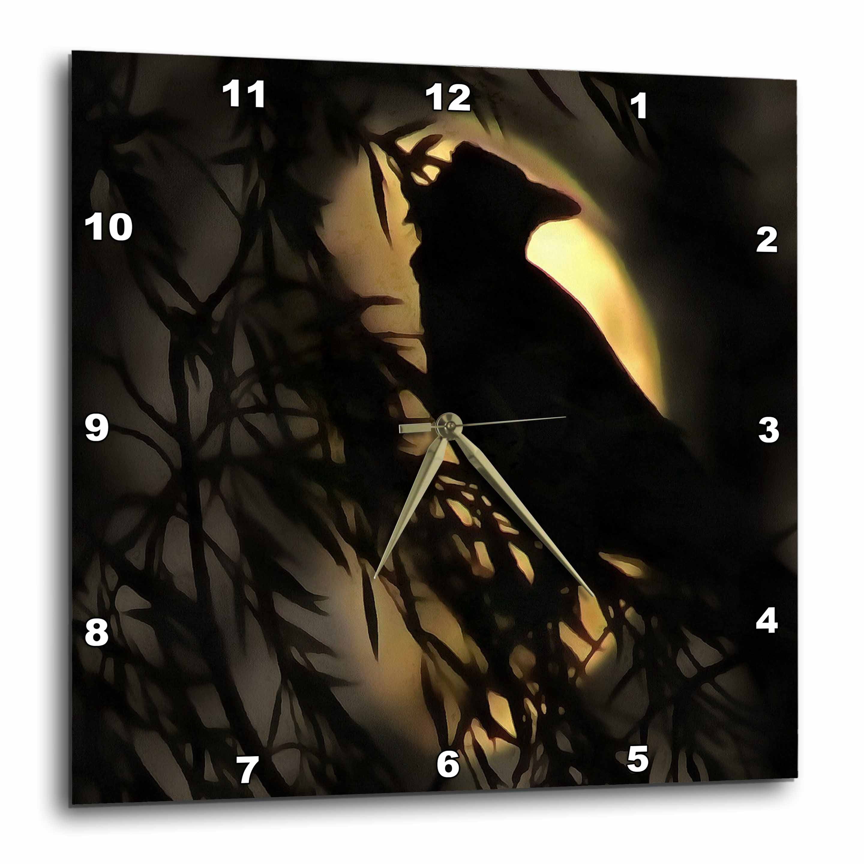 3drose, Raven Moon Gothic Legend, 10x10 Wall Clock - Walmart.com