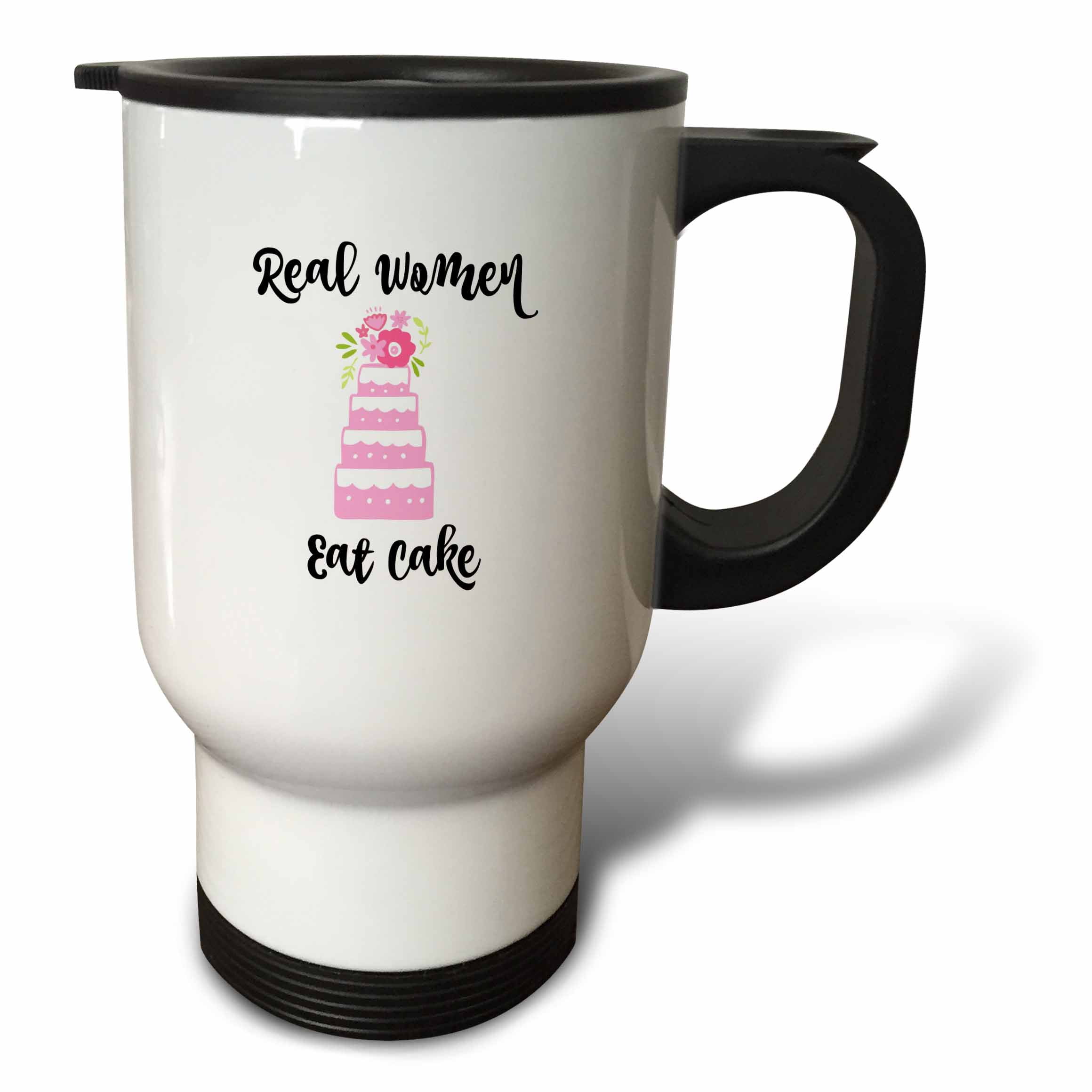 3drose, Real Women Eat Cake. Layered Cake, 14oz Stainless Steel Travel ...