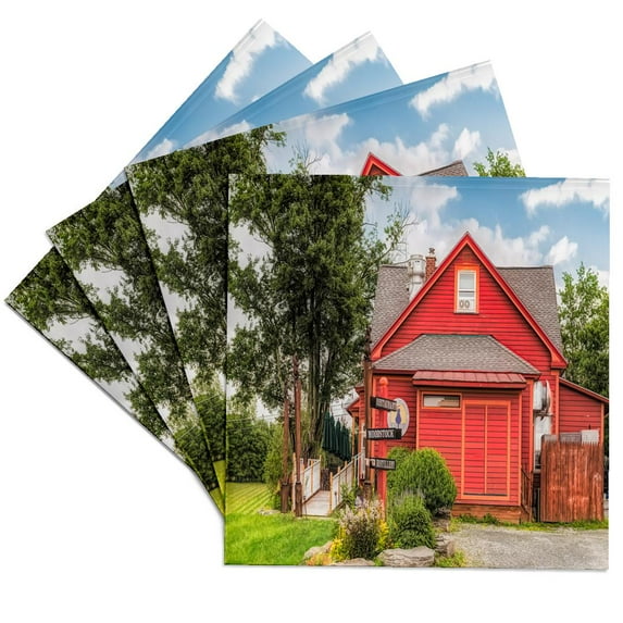 3drose, Red Barn with Signs, Set of 4 Ceramic Tile Coasters - Walmart.com