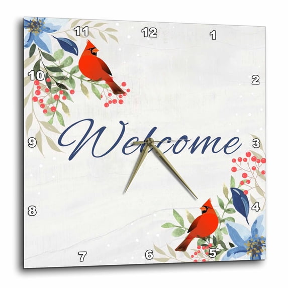 3drose, Red Cardinal Welcome Sign - Modern Rustic Bird Berries Blue ...