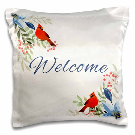 3drose, Red Cardinal Welcome Sign - Modern Rustic Bird Berries Blue ...