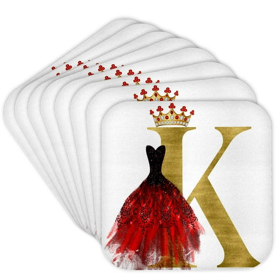 3drose, Red Gown Image of Jewels Crown Image of Gold Monogram K, Set of ...