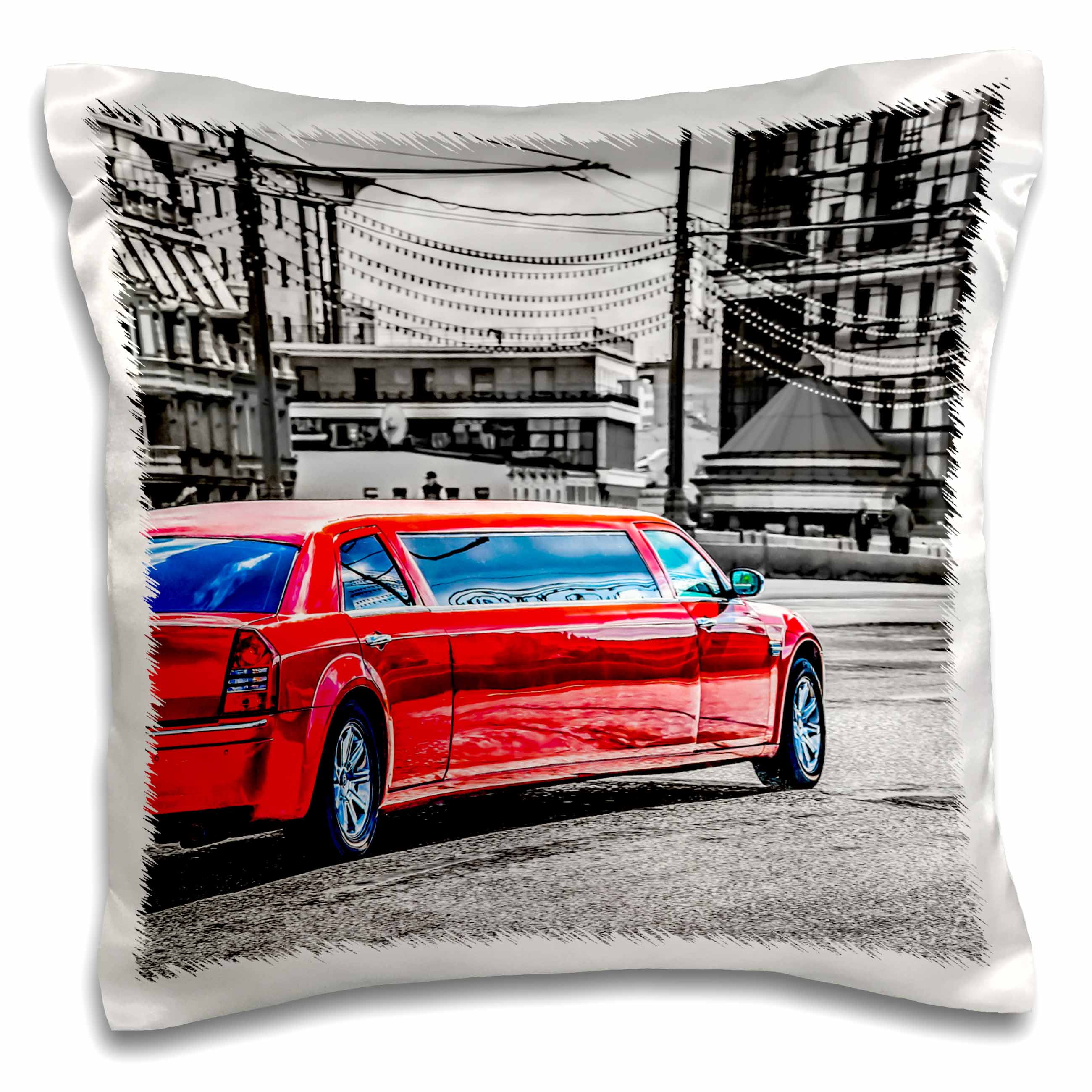 3drose, Red Limousine Car Moves Along the Street. Stylized Photo, 16x16 ...