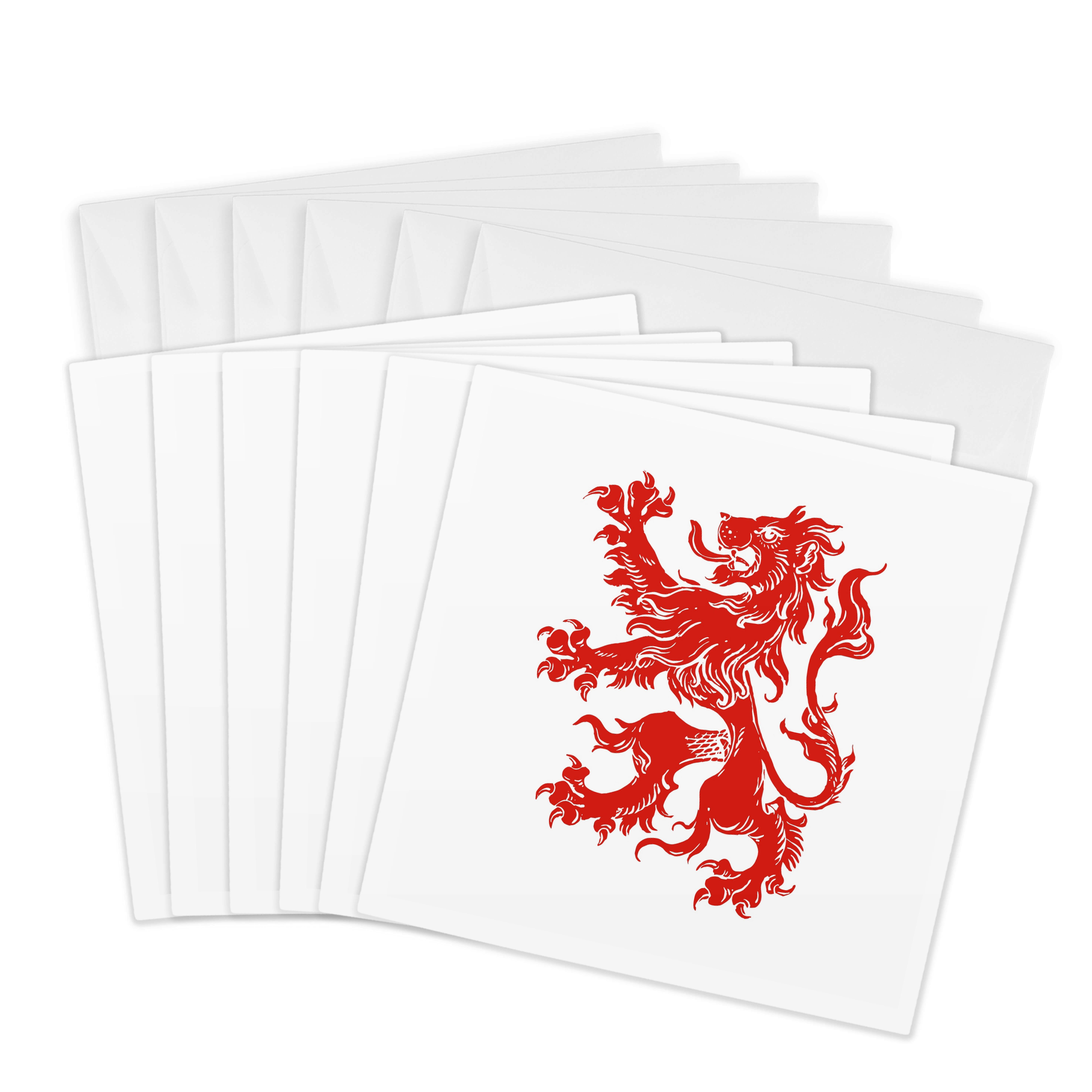 3drose, Red Lion- Heraldic Red Lion on White Background, 6 Greeting ...
