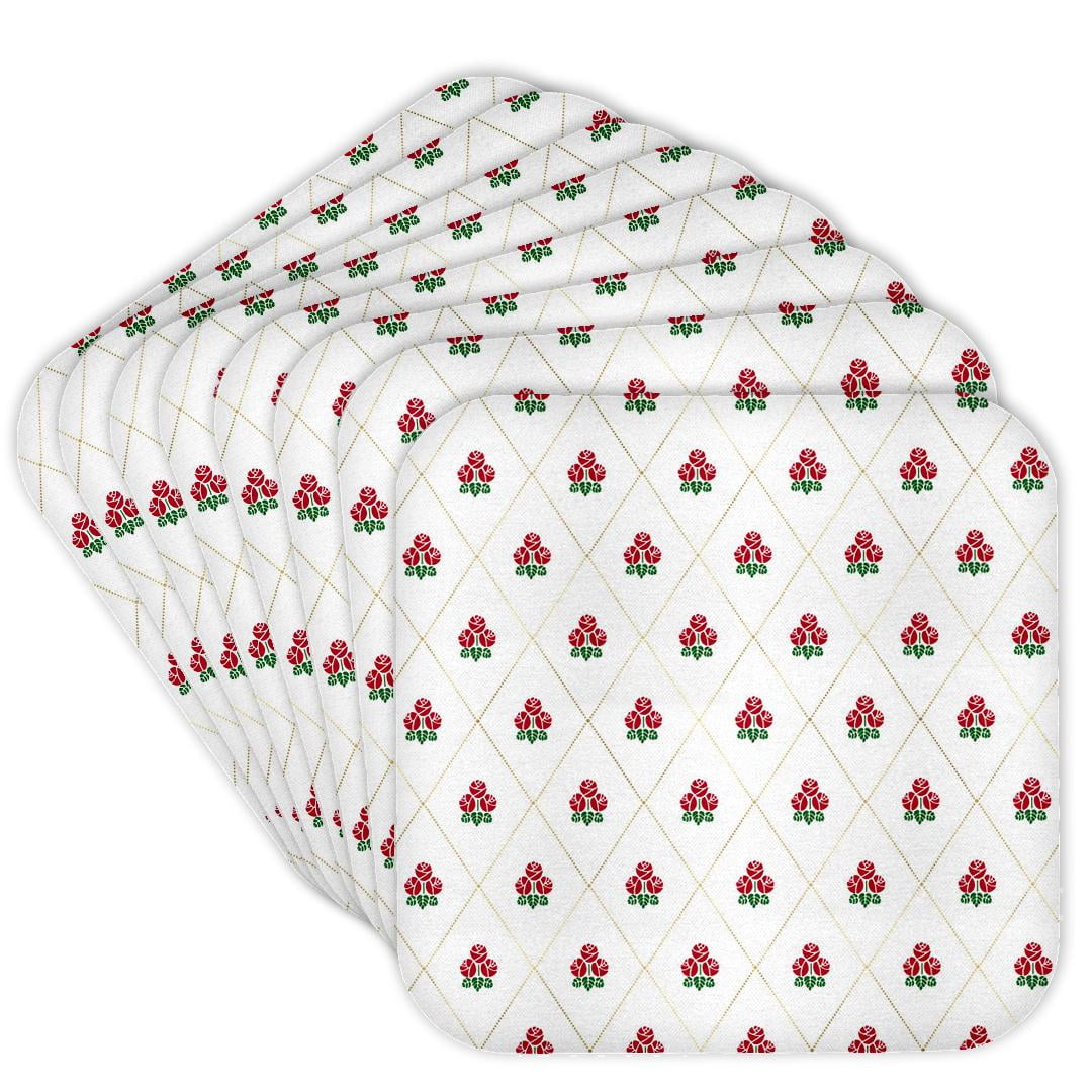 3drose, Red Roses in an Image of Gold Diamond Shapes Pattern, Set of 8 ...