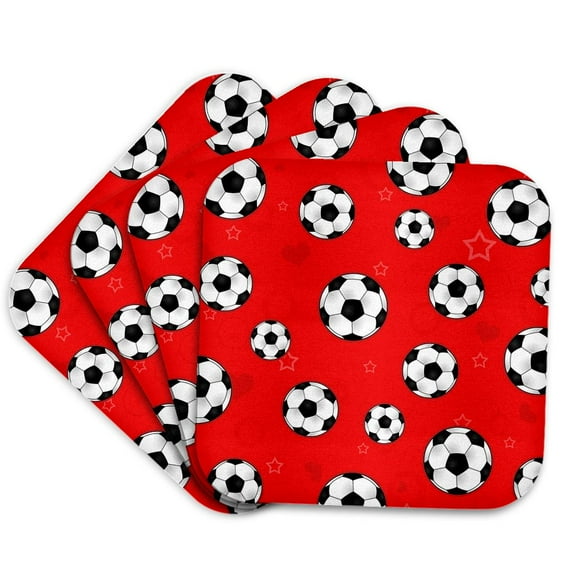 3drose, Red Soccer Ball Print, Set of 4 Coasters - Cork - Walmart.com