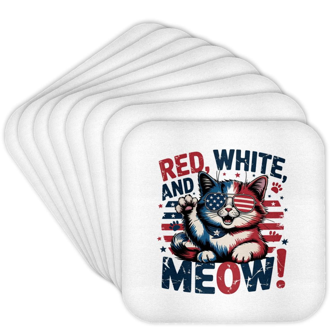 3drose, Red, White and Meow Funny Patriotic Cat, Flag. Independence Day ...