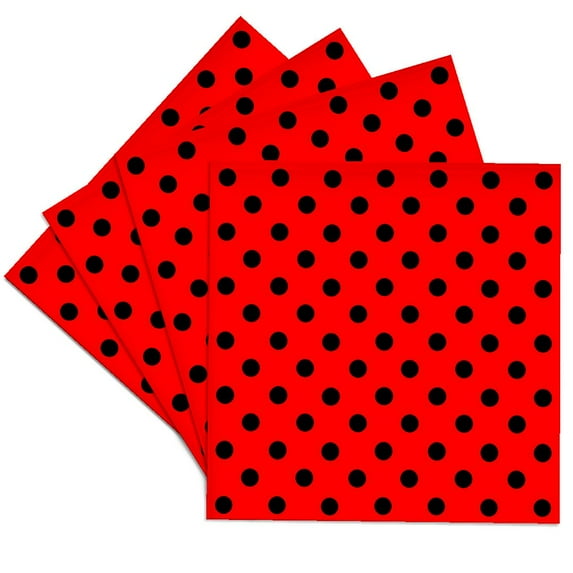 3drose, Red and Black Polka Dot Print, Set of 4 Ceramic Tile Coasters ...