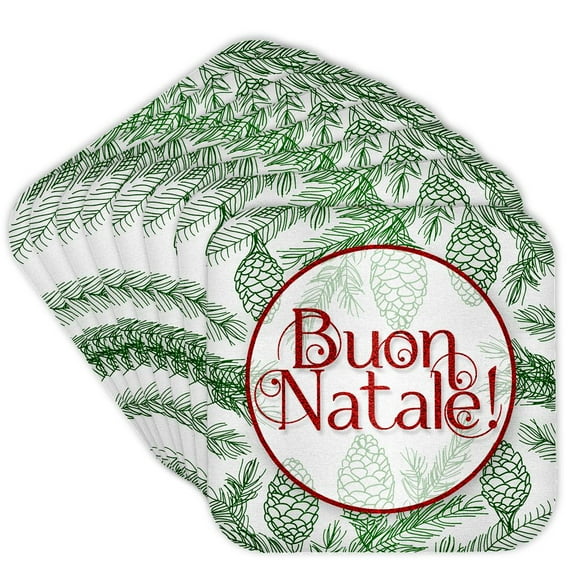 3drose, Red and Green Italian Christmas Buon Natale Botanical, Set of 8 ...
