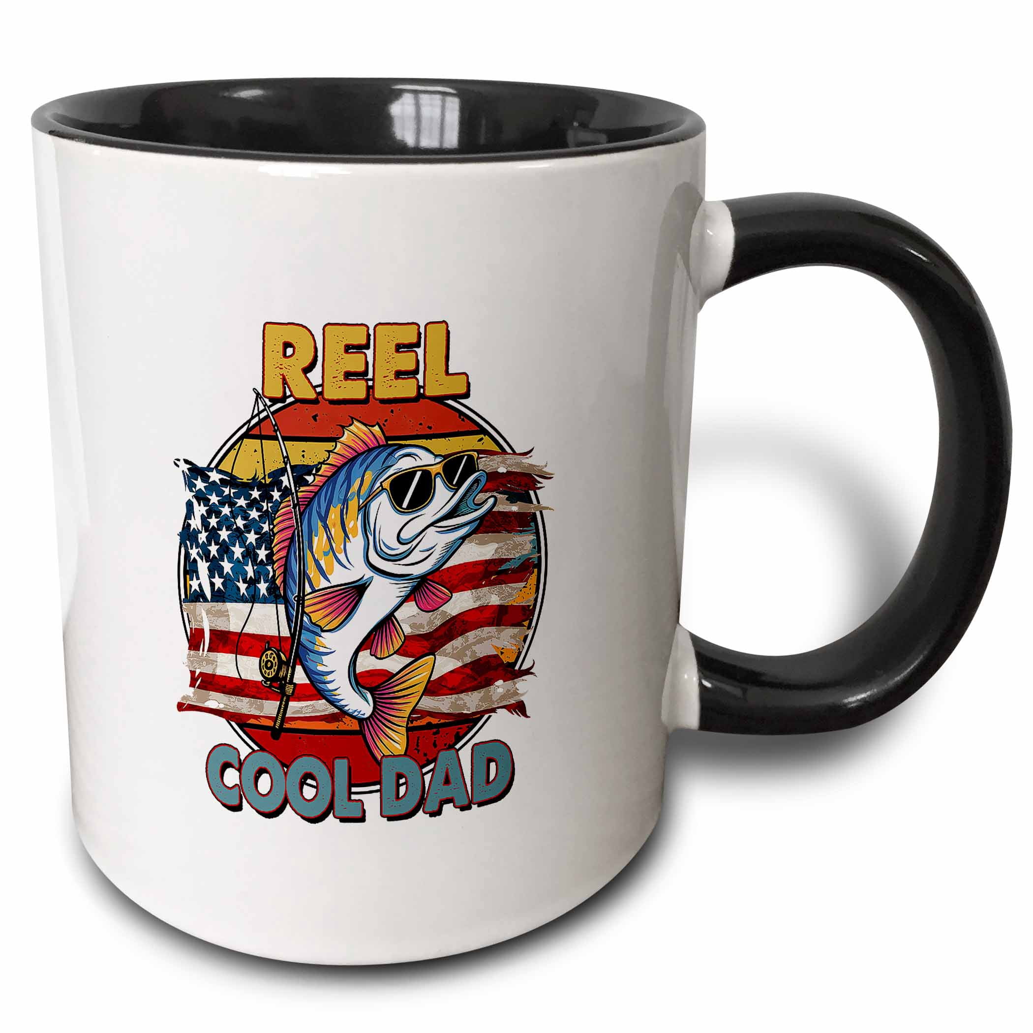 3drose, Reel Cool Dad, a Fish in Sunglasses, the Usa Flag. Father Day ...