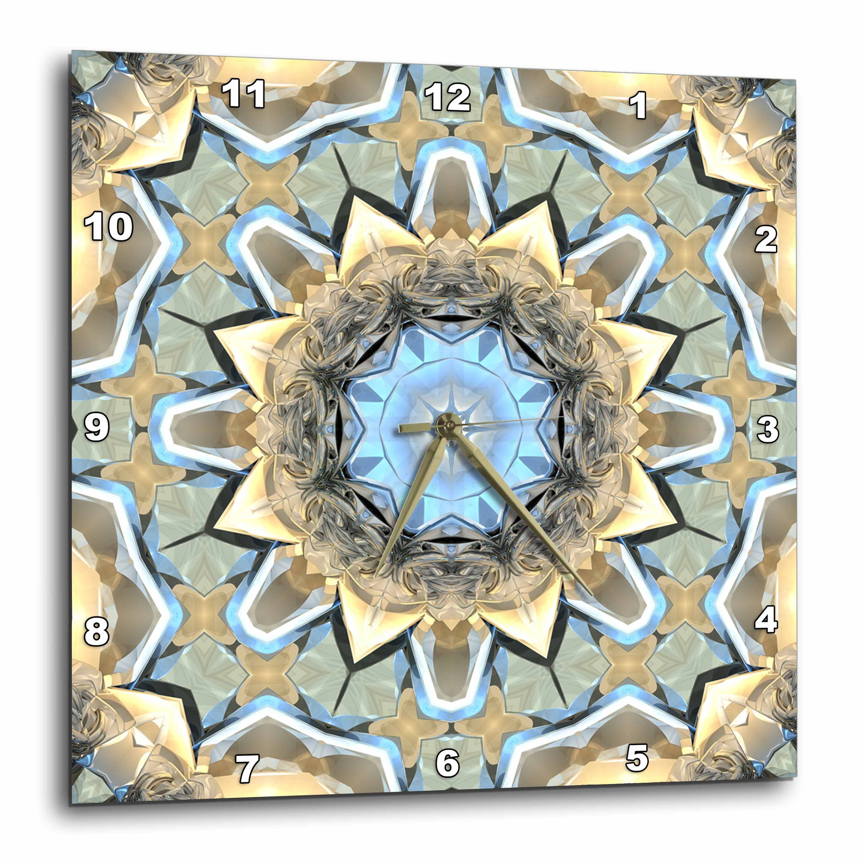 3drose, Reflections of Gold - Colors of Gold, Blue and Beige Mandala ...