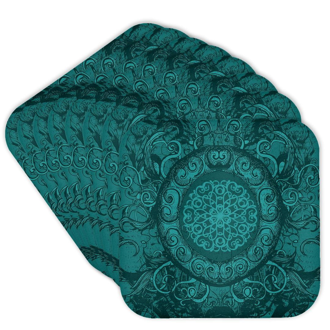 3drose, Renaissance Inspired Oval Design in Turquoise, Set of 8 ...