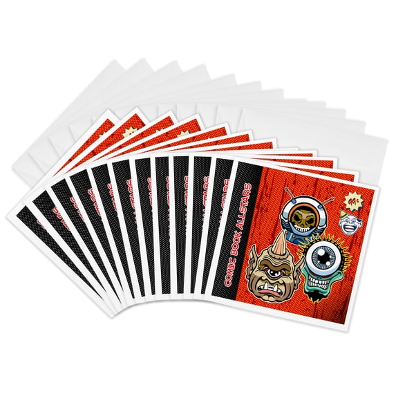 3drose, Retro Aliens and Monsters Comic Book Cover Design, 12 Greeting ...