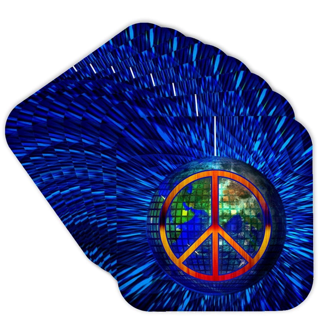 3drose, Retro Hippie Themed Peace on Earth with Disco Ball and Tie Dye ...