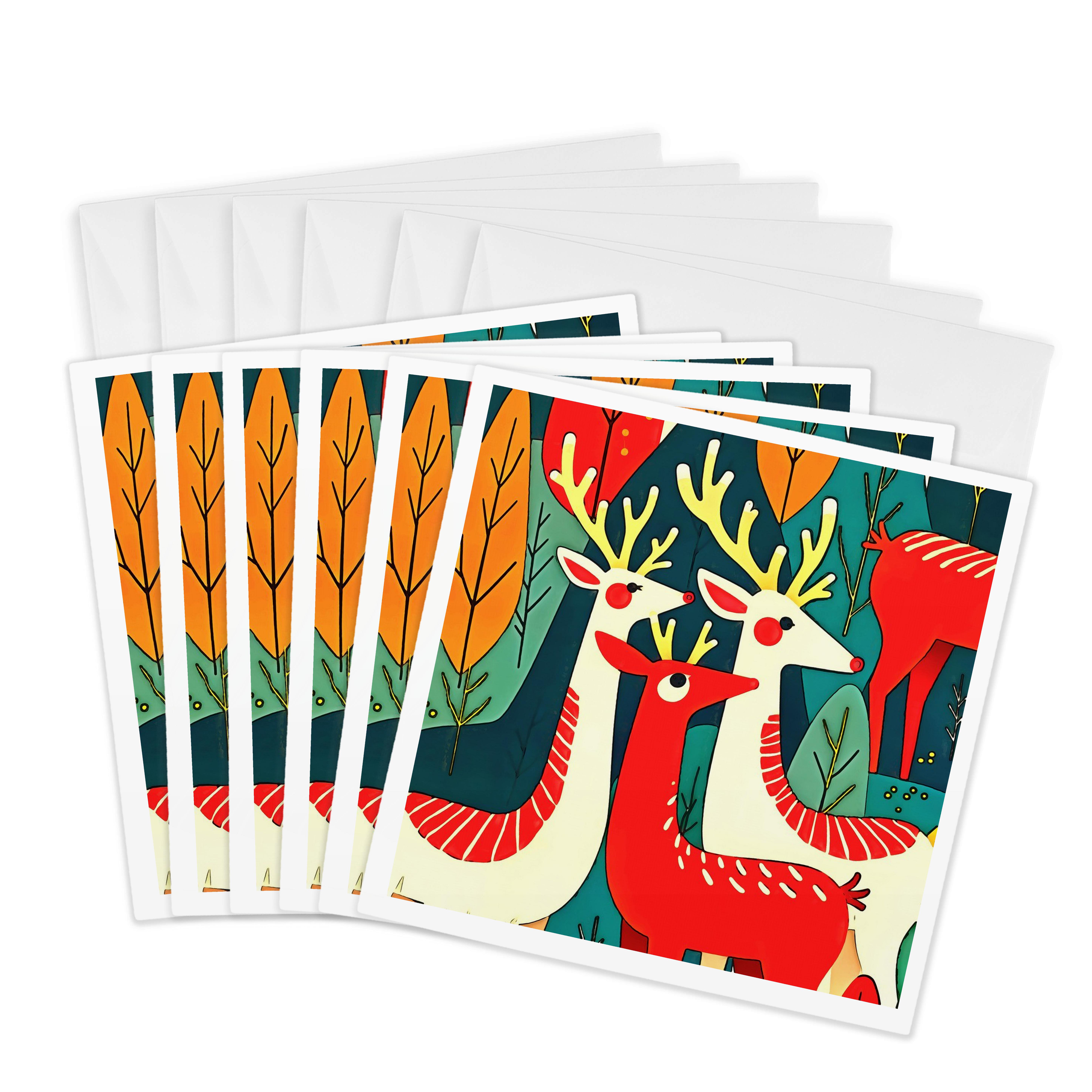 3drose, Retro Modern Kitschy Christmas Reindeer in Woodland Black ...