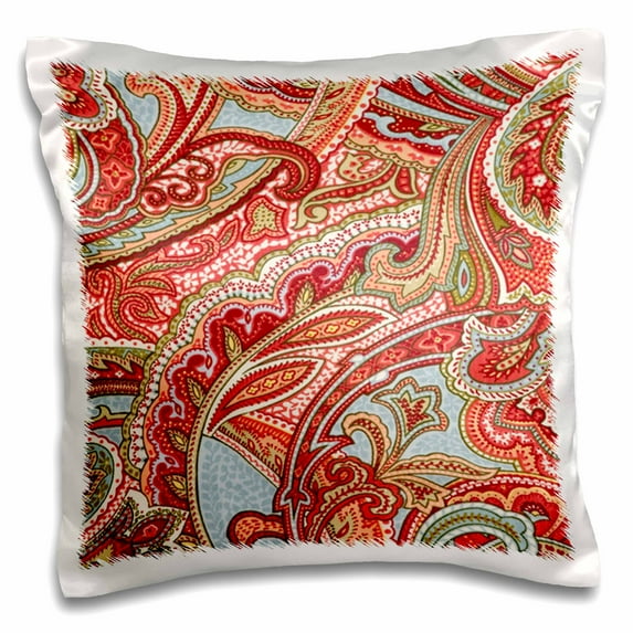 3drose, Retro Red N Blue Paisley Pattern, 16x16 inch Pillow Case ...
