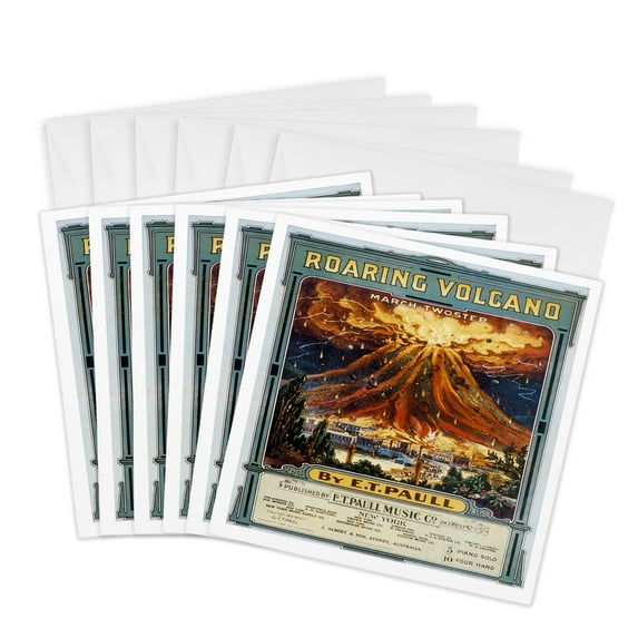 3drose, Roaring Volcano March Two Step Erupting Volcano Cover, 6 ...