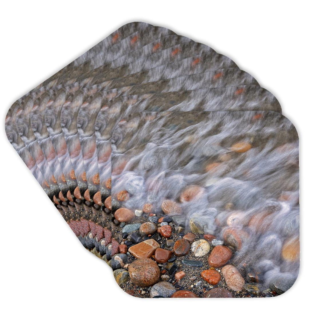 3drose, Rocks on Pebble Lake Superiors Beach., Set of 8 Coasters - Soft ...
