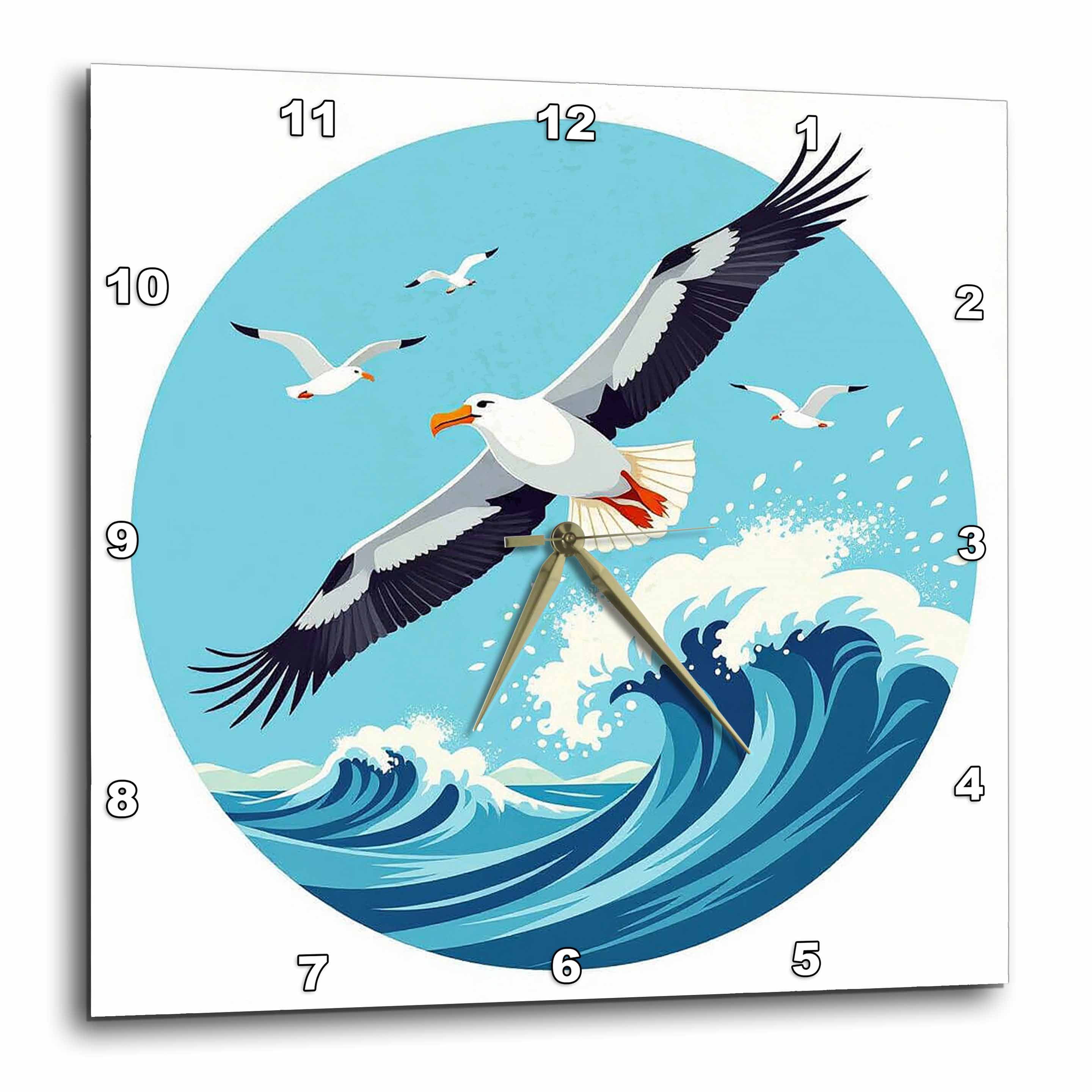3drose, Round Art Composition of Albatross Bird over the Ocean Waves ...