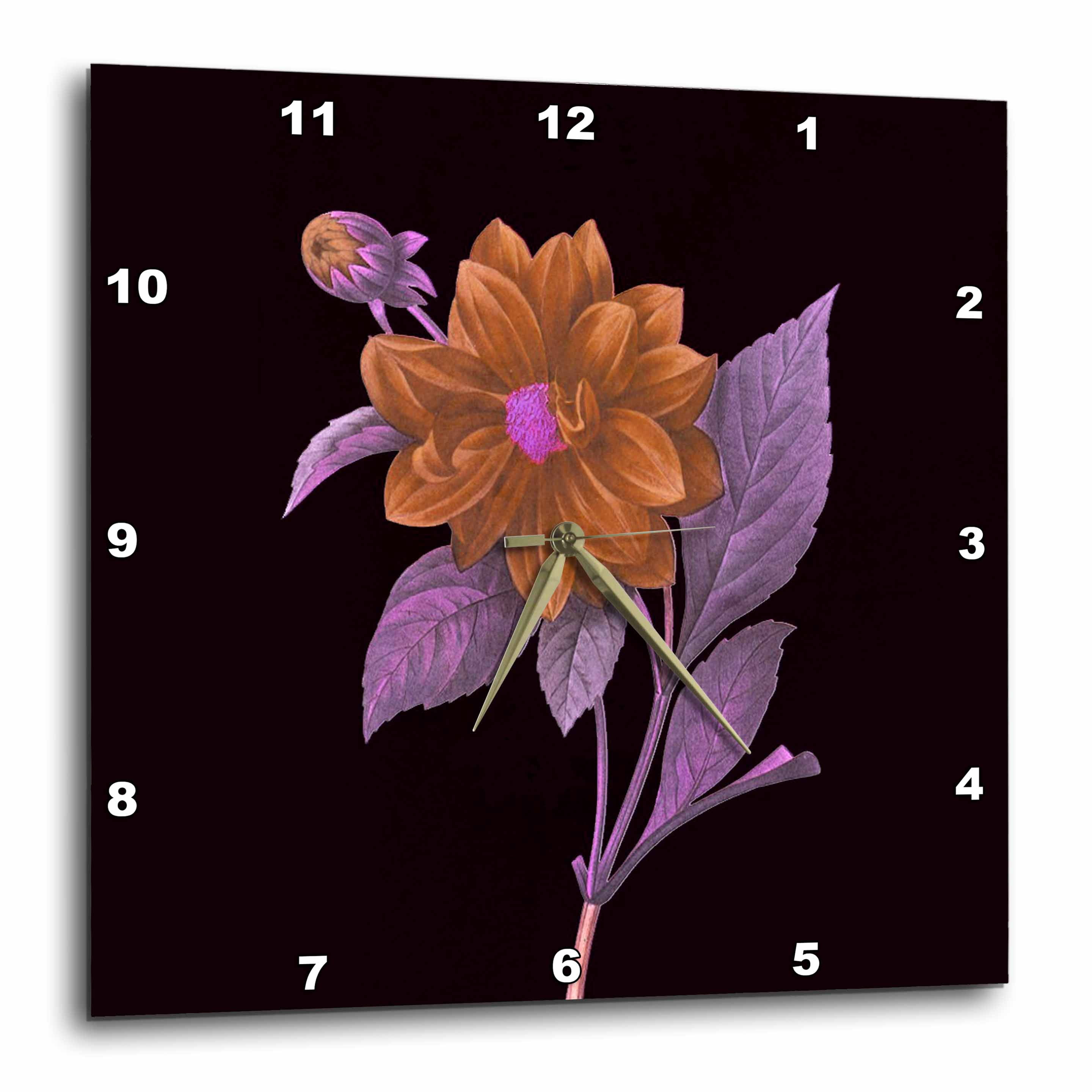 3drose, Rust Red Flower with Lavender Stem on Purple-black Background ...