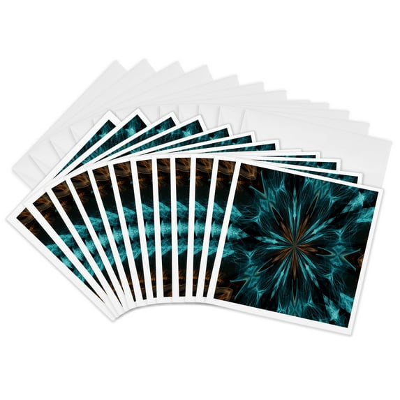 3drose, Rust and Teal Dreamscapes Design 2, 12 Greeting Cards with ...