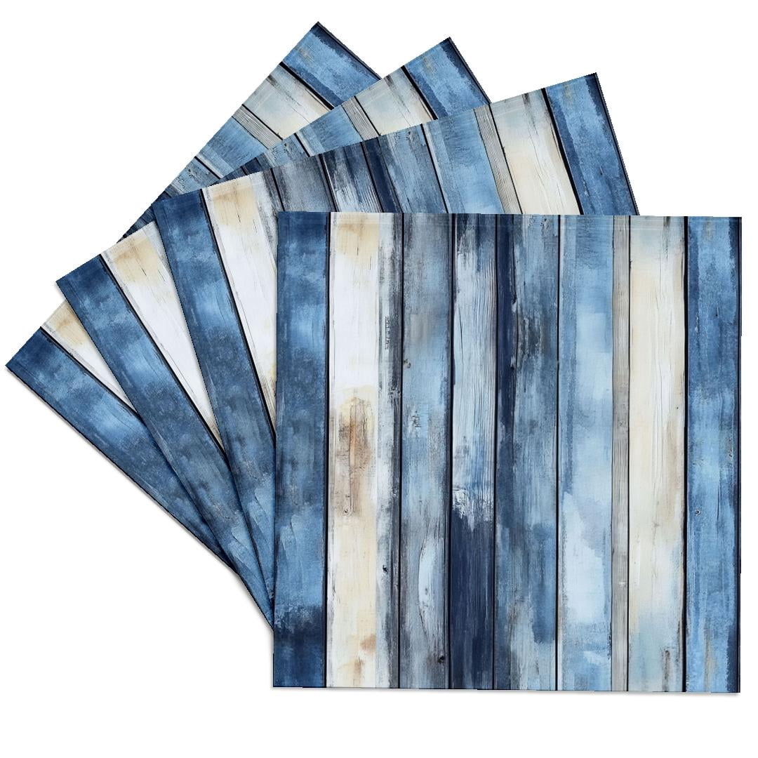 3drose, Rustic Nautical Blue Image of Wood Pattern, Set of 4 Ceramic ...