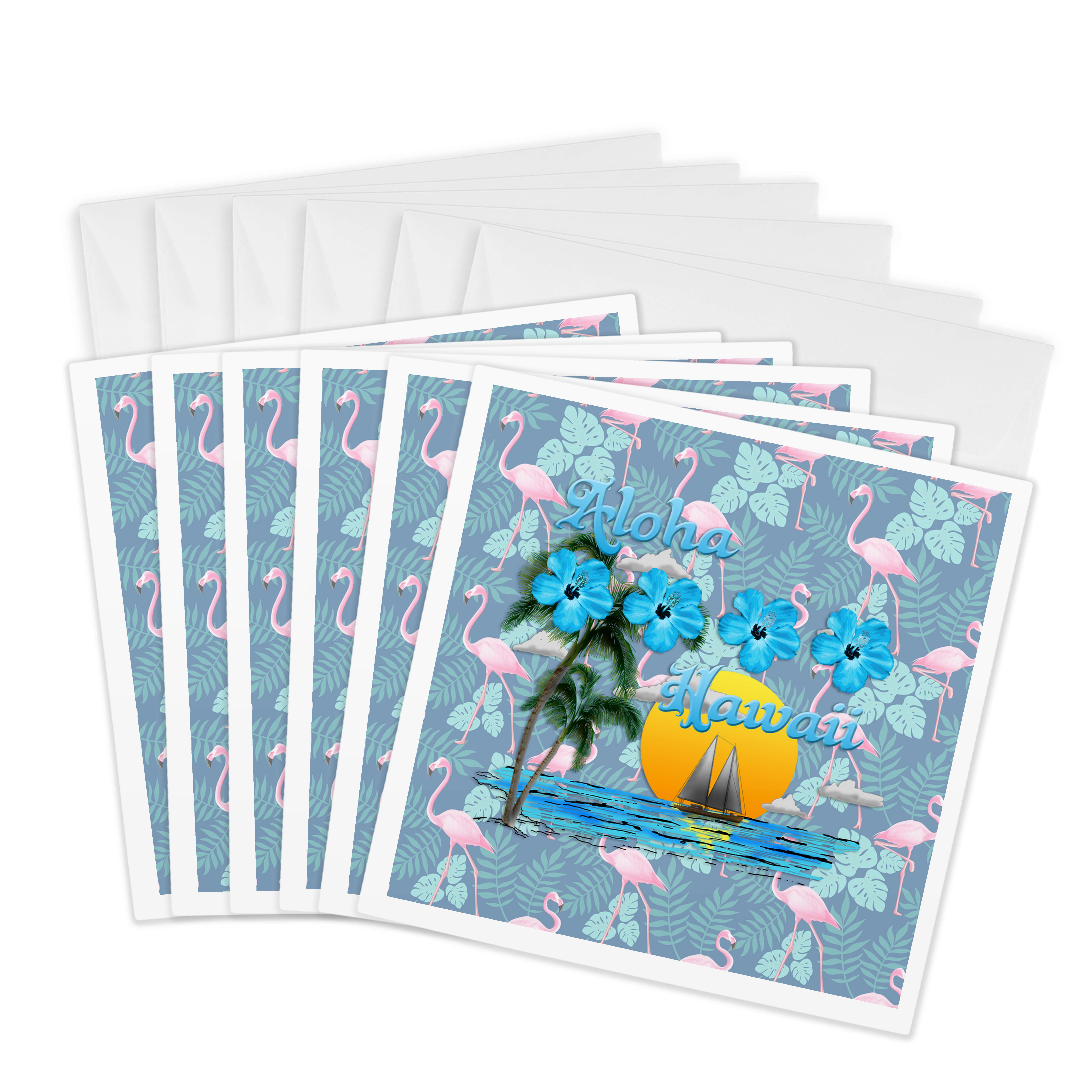 3drose, Sailing Sunset for Aloha Hawaii Vacation Design., 6 Greeting ...