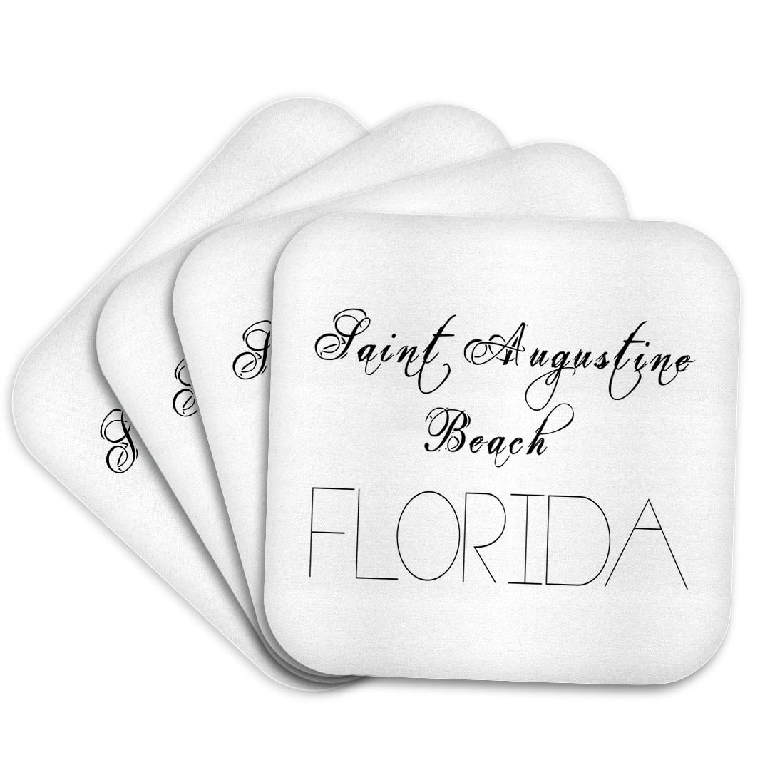 3drose, Saint Augustine Beach, Florida. Black Text on White, Set of 4 Coasters - Cork - Walmart.com