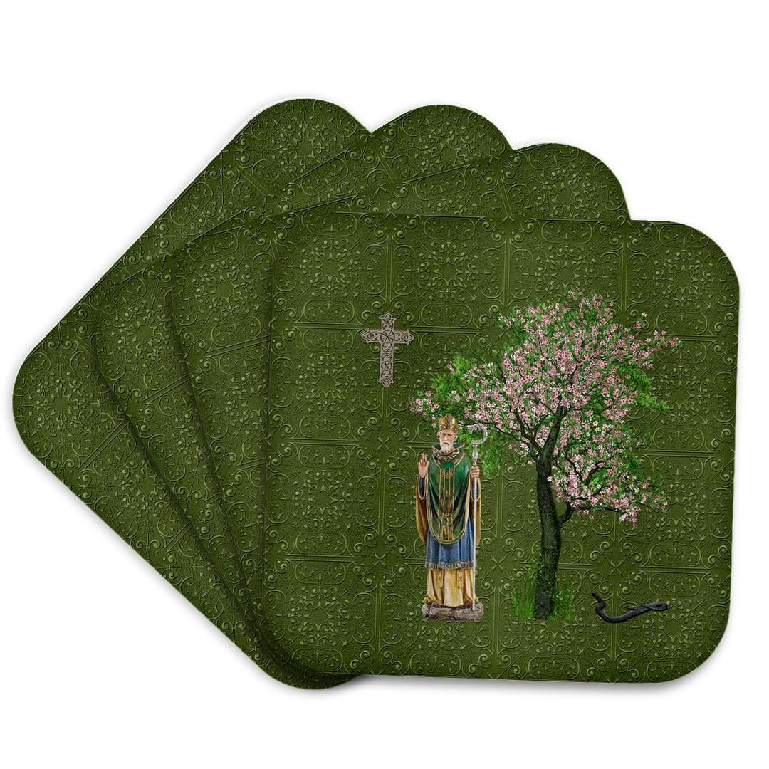 3drose, Saint Patrick, Staff, Cross, Snake, Pink Blooming Tree, Green ...
