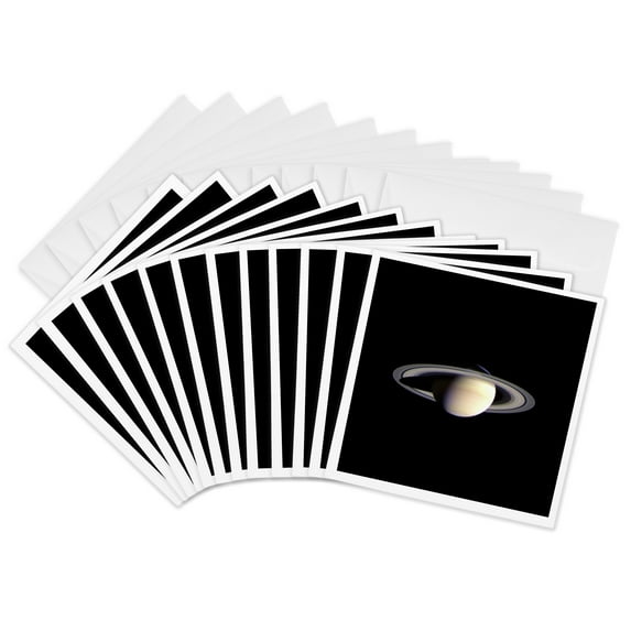 3drose, Saturn with Rings in Space, 12 Greeting Cards with Envelopes ...