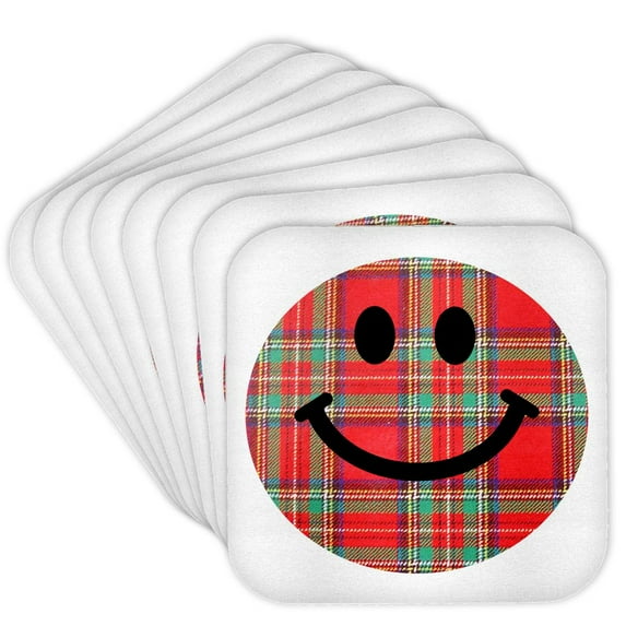 3drose, Scottish Tartan Smiling Face - Red and Green Plaid Happy Face ...