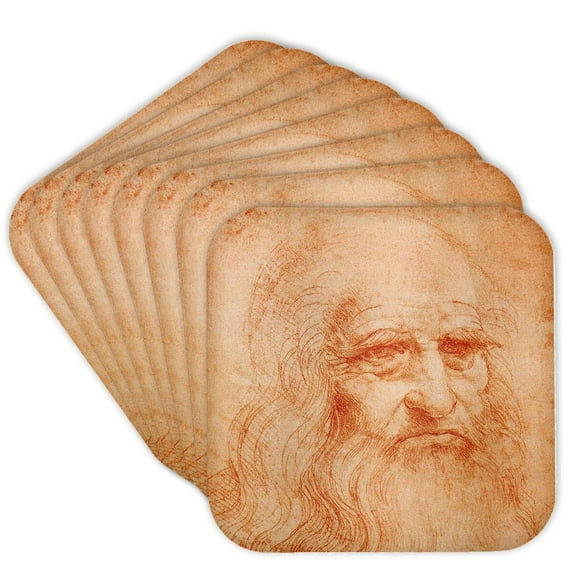 3drose, Self Portrait Red Chalk by Leonardo Da Vinci 1519, Set of 8 ...