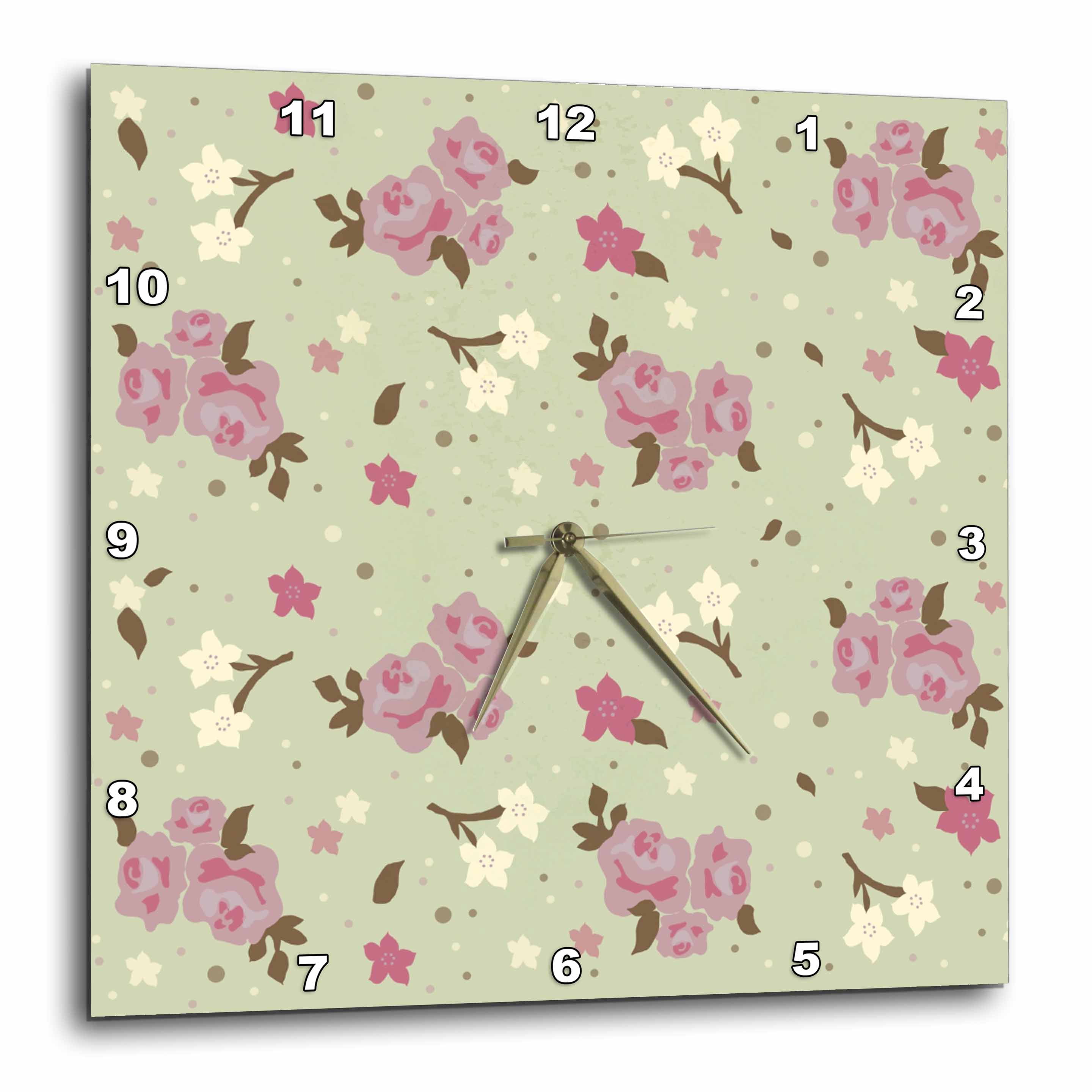 3drose, Shabby Chic Pink Roses on Cream Green - Pretty Floral Pattern ...