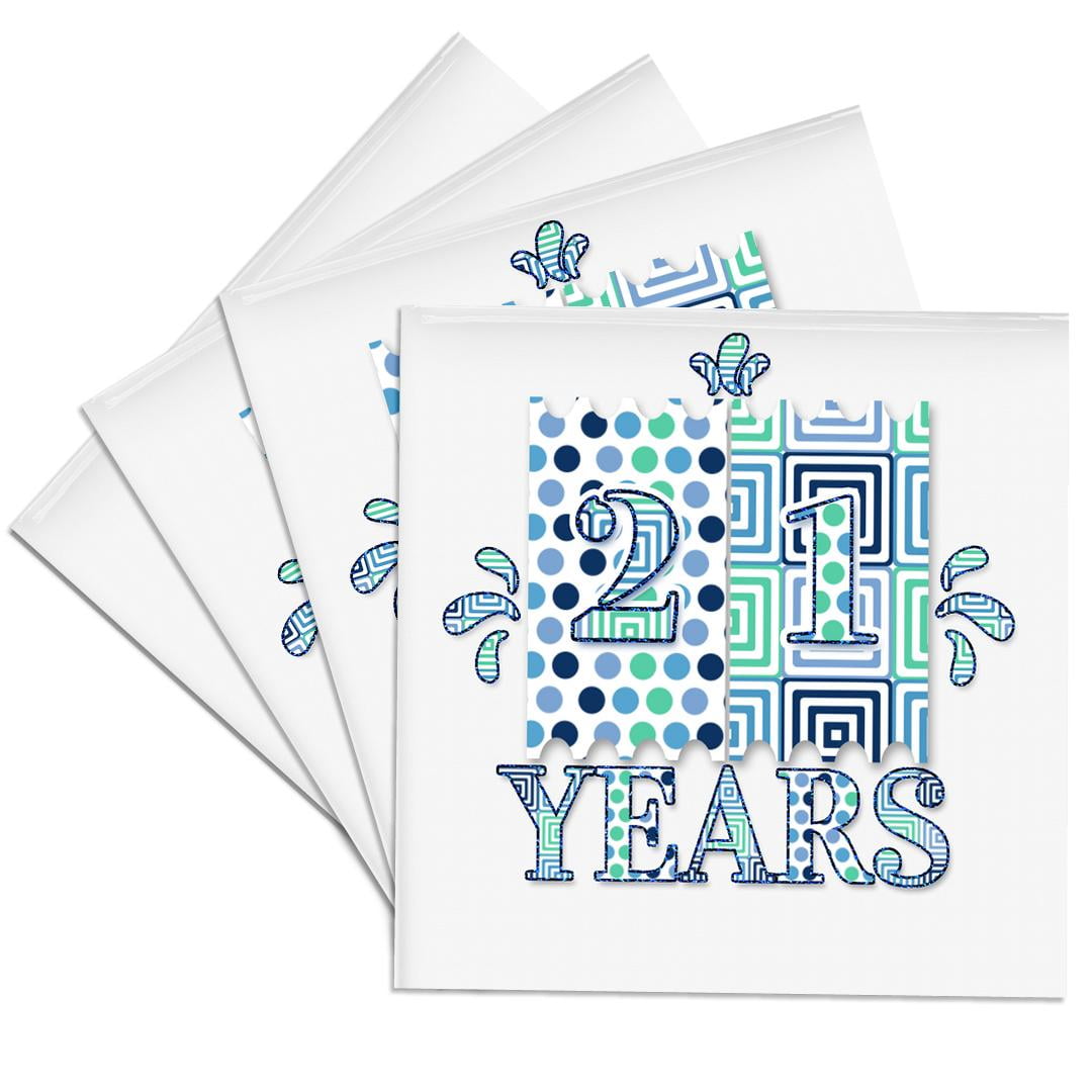 3drose, Shades of Blue Patterned 21 Birthday and Anniversary ...