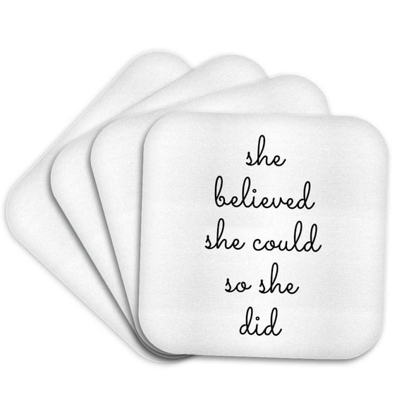 3drose, She Believed She Could So She Did. White Cursive on Black ...