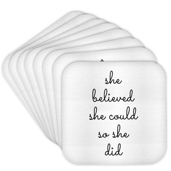 3drose, She Believed She Could So She Did. White Cursive on Black ...