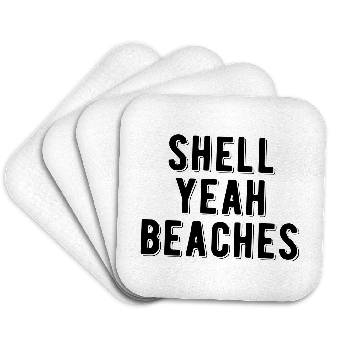 3drose, Shell Yeah Beaches. Bold Black Lettering on a White Background ...
