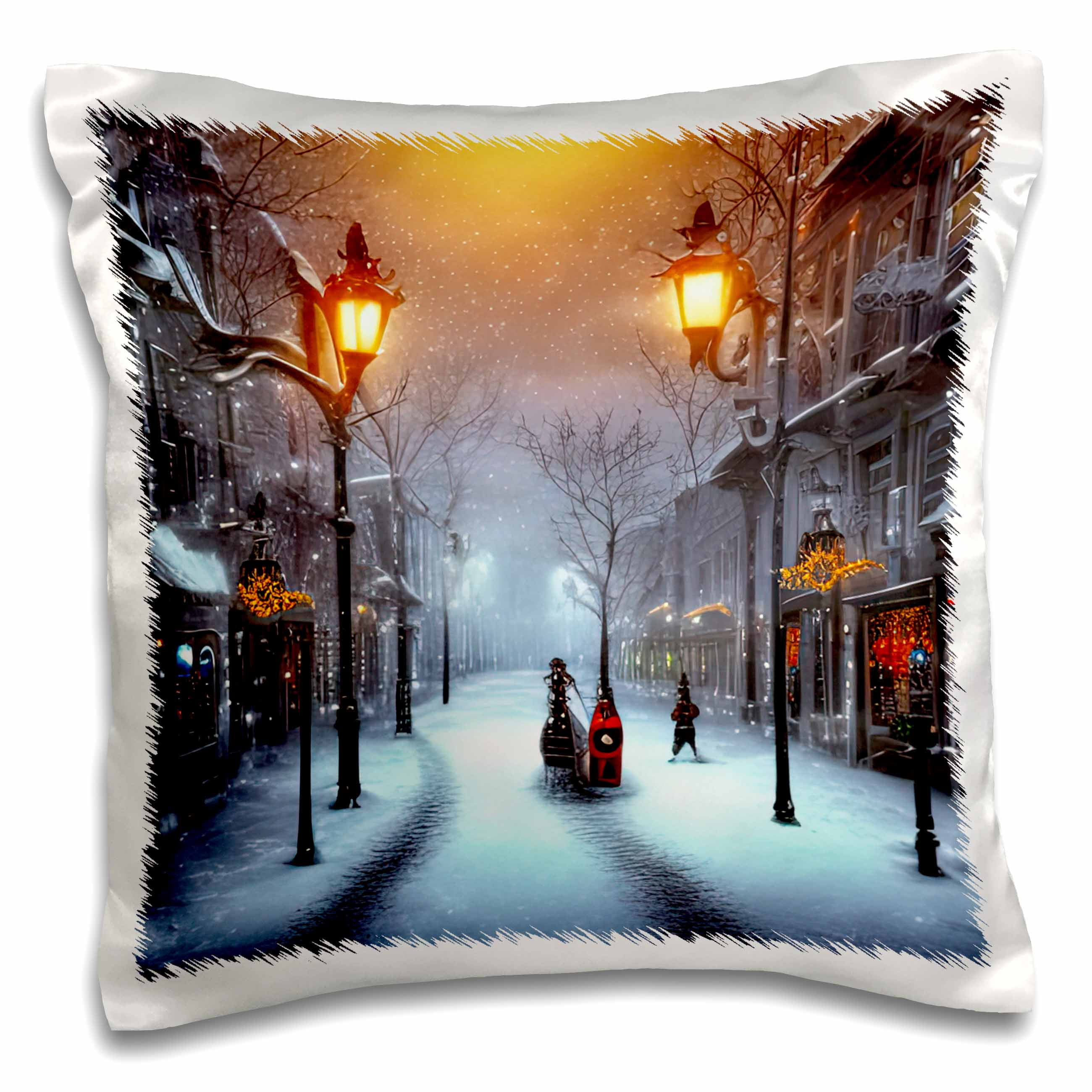 3drose, Shining Lamps, Snow-covered Street. People, Winter Fairy Tale ...
