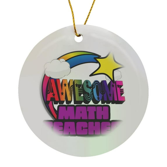 3drose, Shooting Star Rainbow Awesome Math Teacher, Circle Porcelain ...
